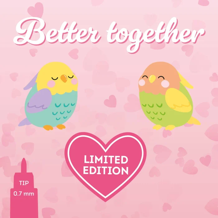 Conj. 2 canetas de gel apagáveis - Love Birds - Ideias em Pinho